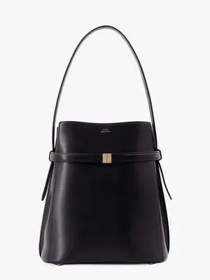 TOTEME Belted Leather Bucket Bag - Black