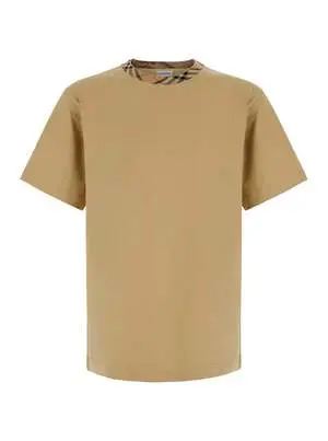 Burberry Ryan' Beige T-shirt With Check Motif Collar In Cotton For - Multicolor