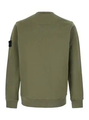 Stone Island Crewneck Sweatshirt With Logo Patch On The Sleeve In Cotton For - Green
