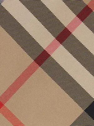 Burberry Beige Tie With All-over Check Motif In Silk For - Multicolor