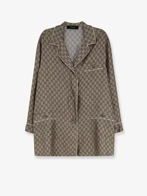 Gucci Gucci Women Silk Shirt With Gg Print Multicolor