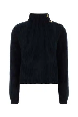 FERRAGAMO Navy Wool Blend Sweater - Blue