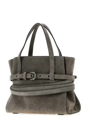 Moschino Grey Suede Tie Me Handbag