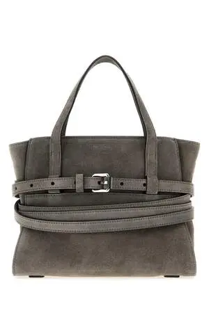 Moschino Moschino Women Grey Suede Moschino Tie Me Handbag Gray