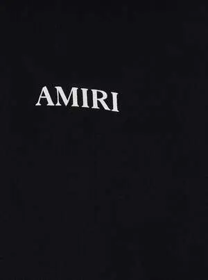 Amiri Black Hooded Sweatshirt With Logo On The Front In Cotton For