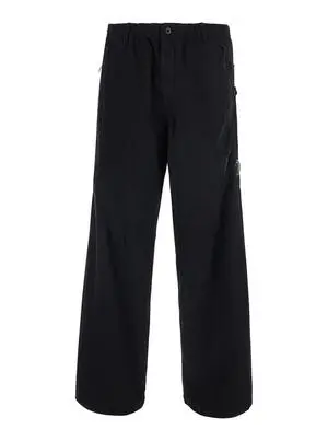 C.P. COMPANY Black Cargo Pants With Logo Patch On The Side And Elastic Waist In Cotton For - Multicolor