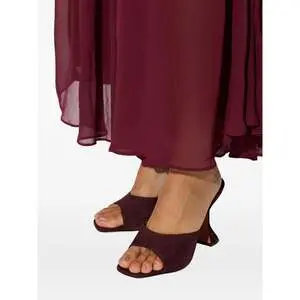 Amina Muaddi Velvet Open Toe Mules - Blue