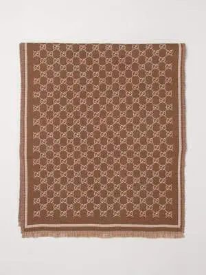 Gucci Reversible Gg Jacquard Wool Fringed Scarf - Brown