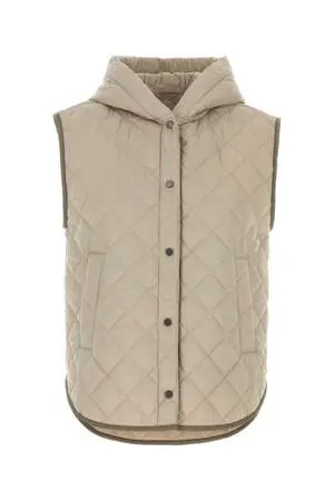 Brunello Cucinelli Quilted Nylon Hooded Sleeveless Jacket - Brown