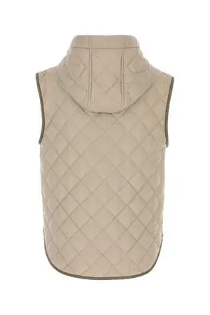 Brunello Cucinelli Quilted Nylon Hooded Sleeveless Jacket - Brown