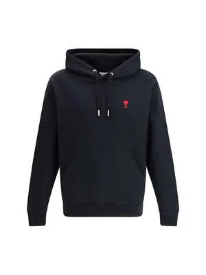 AMI Paris Logoed Cotton Hoodie - Black