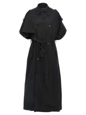 Balenciaga Cotton Gabardine Stole Trench Coat - Black
