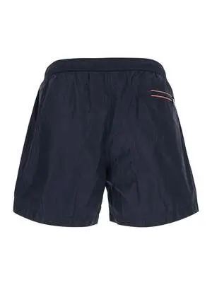 Moncler Blue Swim Shorts With Elasticated Waist And Logo Patch On The Front In Tech Fabricc For