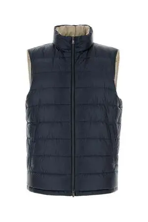 Herno Navy Nylon Sleeveless Down Jacket - Blue