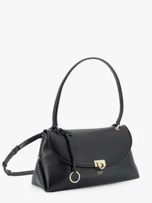 FERRAGAMO Leather Shoulder Bag With Gancini Detail - Multicolor