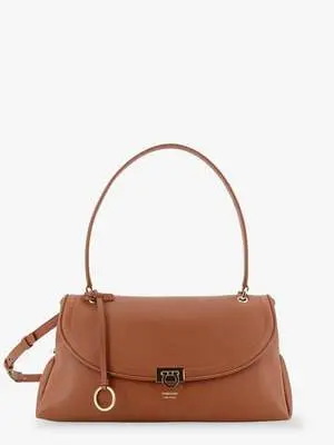 FERRAGAMO Leather Shoulder Bag With Gancini Detail - Multicolor
