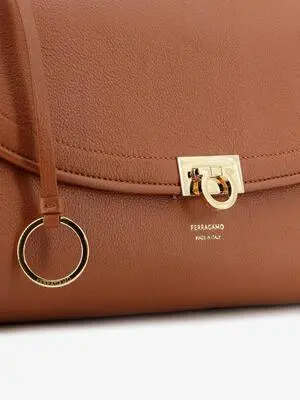 FERRAGAMO Leather Shoulder Bag With Gancini Detail - Multicolor