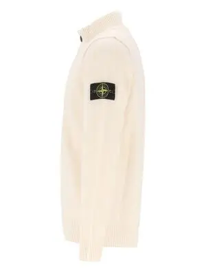 Stone Island Short Zip Sweater - White