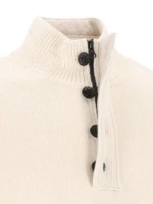 Stone Island Short Zip Sweater - White