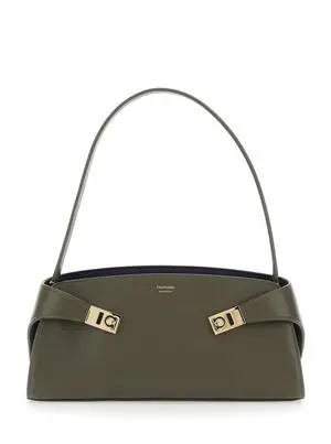 FERRAGAMO Hug East West' Shoulder Bag With Shoulder Strap And Buckled Belts On The Front In Leather For - Green