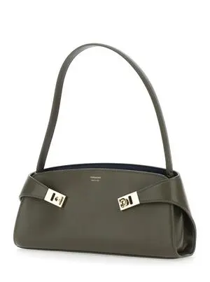 FERRAGAMO Hug East West' Shoulder Bag With Shoulder Strap And Buckled Belts On The Front In Leather For - Green