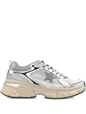 GOLDEN GOOSE Lightstar Laminated Leather And Mesh Sneakers - Gray