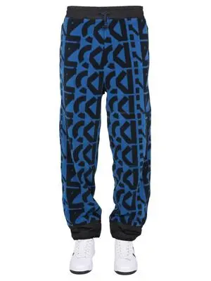 Kenzo Jogging Pants With Monogram Logo - Blue