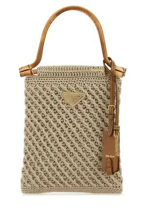 Prada Cappuccino Crochet Handbag - Brown