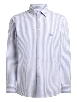 Etro Striped Cotton Seersucker Shirt - Blue