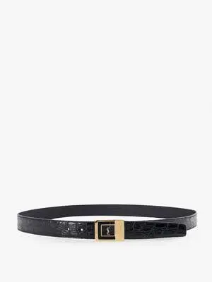 Saint Laurent La 66 Crocodile-embossed Leather Belt - Multicolor