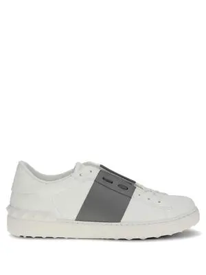 Valentino Garavani Leather Sneakers With Contrast Band - White