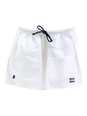Miu Miu Multipocket Miniskirt With Embroidered Logo - White