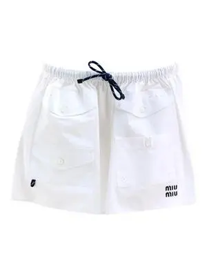 Miu Miu Multipocket Miniskirt With Embroidered Logo - White