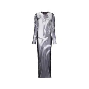 JEAN PAUL GAULTIER JEAN PAUL GAULTIER Graphic Print Crew Neck Long Sleeve Dress Black
