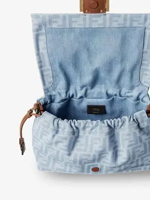 Fendi Mamma Baguette Light Denim Crossbody Bag - Multicolor