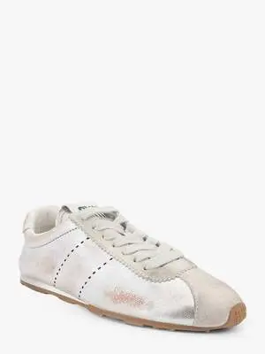 Miu Miu Plume Vintage Silver Leather Sneakers