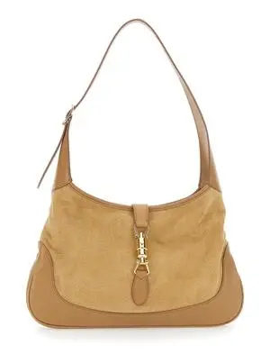 Gucci Jackie 1961' Beige Shoulder Bag With Adjustable Shoulder Strap And Piston Closure On The Front In Suede For - Cream