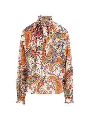 Etro Paisley-print Silk Blend Tie-neck Blouse - Multicolor