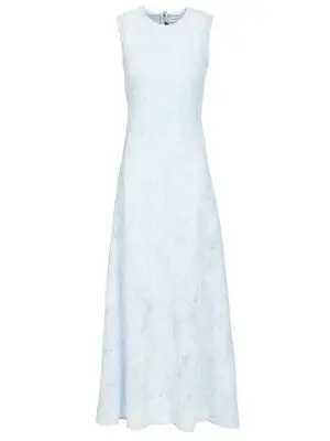 ROTATE BY BIRGER CHRISTENSEN Jacquard Floral Sleeveless Long Dress - Blue