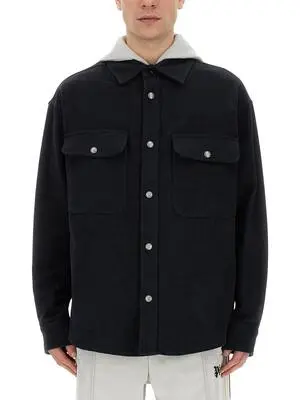 Palm Angels Shirt-jacket With Monogram - Black