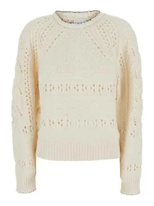 ISABEL MARANT ÉTOILE Isabel Marant Etoile Women 'Luce' White Crewneck With Perforated Design In Wool For Women