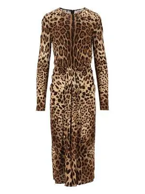 Dolce & Gabbana Viscose Jersey Dress With A Leopard Print - Multicolor