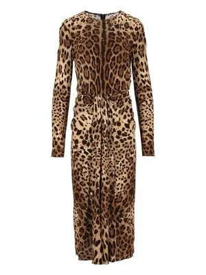 Dolce & Gabbana Viscose Jersey Leopard Print Dress - Multicolor