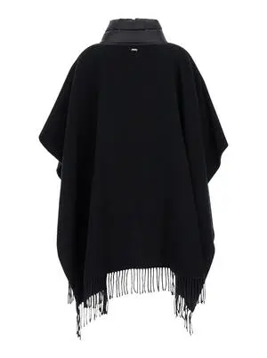 Herno High Neck Poncho - Black