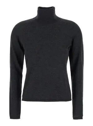 Max Mara Adda' Grey High Neck Sweater In Cashmere - Gray