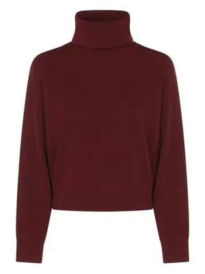 Brunello Cucinelli Cashmere Blend English Ribbed Turtleneck Sweater - Red