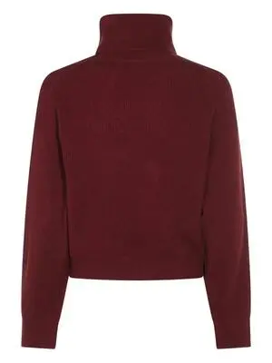 Brunello Cucinelli Cashmere Blend English Ribbed Turtleneck Sweater - Red