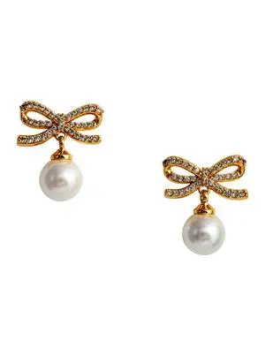 SELF-PORTRAIT Bow And Pearl Earrings In Metal - Multicolor