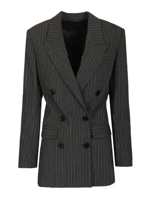 Isabel Marant Étoile Double-breasted Pinstriped Blazer - Gray
