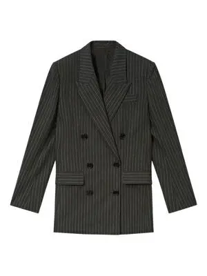 Isabel Marant Étoile Double-breasted Pinstriped Blazer - Gray